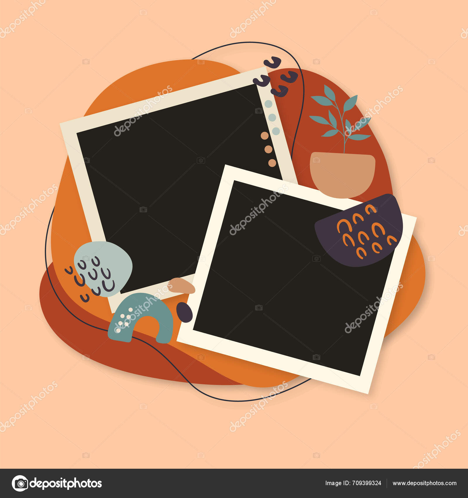 Image vectorielle Deux Cadres Photo Modèle Moderne Avec Main ...