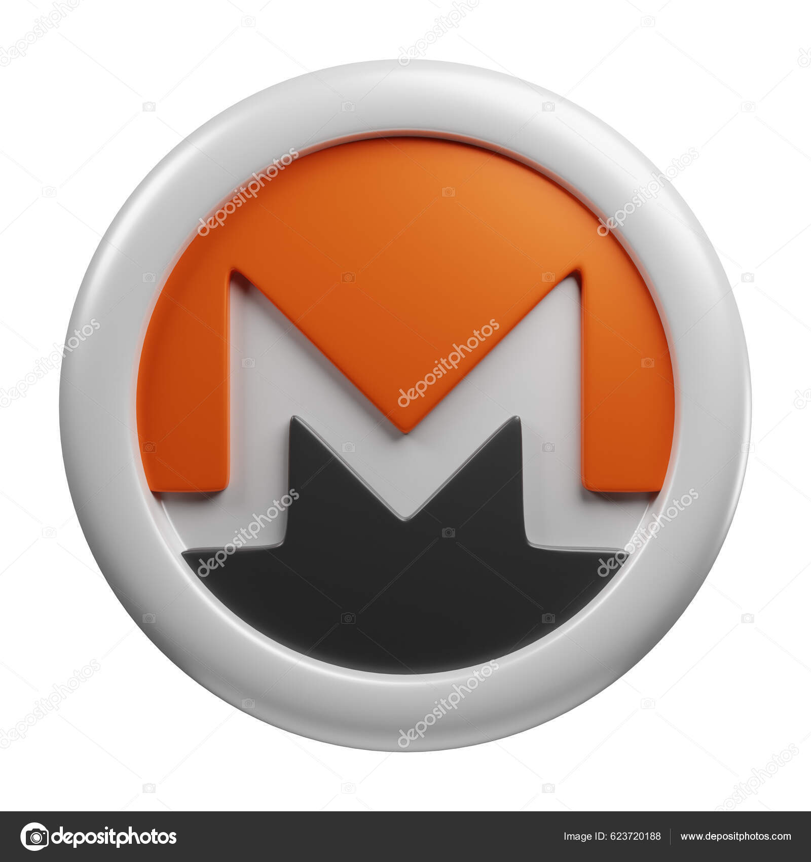 Monero Xmr Silver Coin Rendering Front View Cryptocurrency Illustration ...