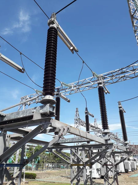 Disconnecting switch on high-voltage substation. switching device used ...