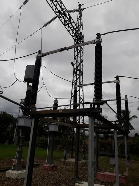 Disconnecting switch on high-voltage substation. switching device used ...