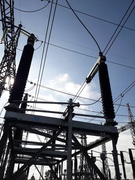 Disconnecting switch on high-voltage substation. switching device used ...
