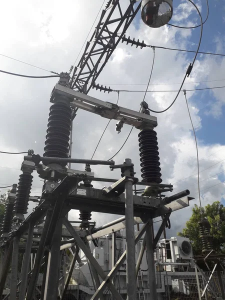 Disconnecting switch on high-voltage substation. switching device used ...