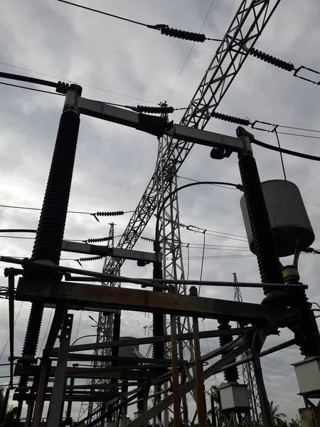 Disconnecting switch on high-voltage substation. switching device used ...