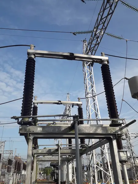 Disconnecting switch on high-voltage substation. switching device used ...