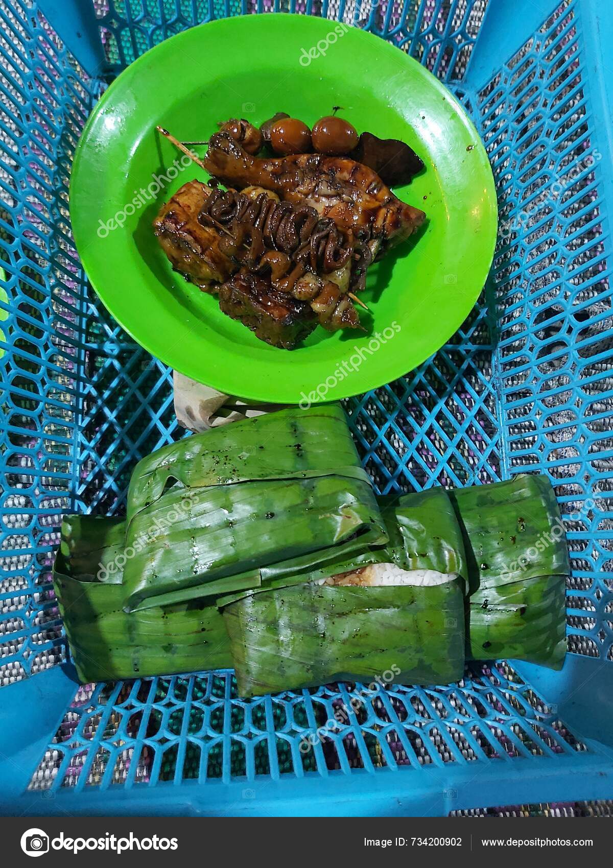 Various Kinds Satay Cat Rice Sold Roadside Traditional Food Stand ...