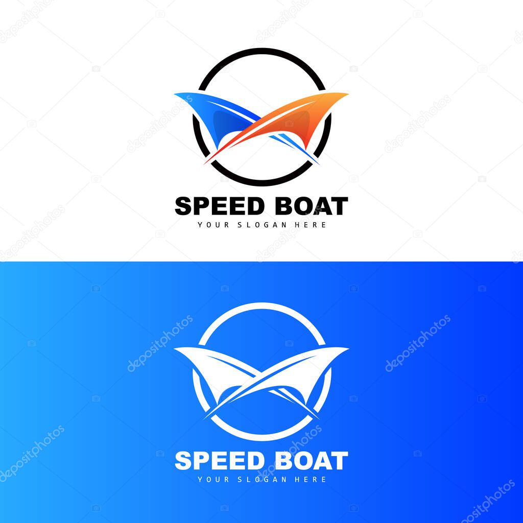 Logotipo del barco de velocidad, Vector de barco de carga rápida ...