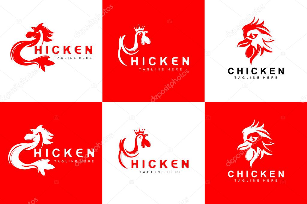 Diseño de logotipo de barbacoa de pollo a la parrilla, Vector de cabeza ...