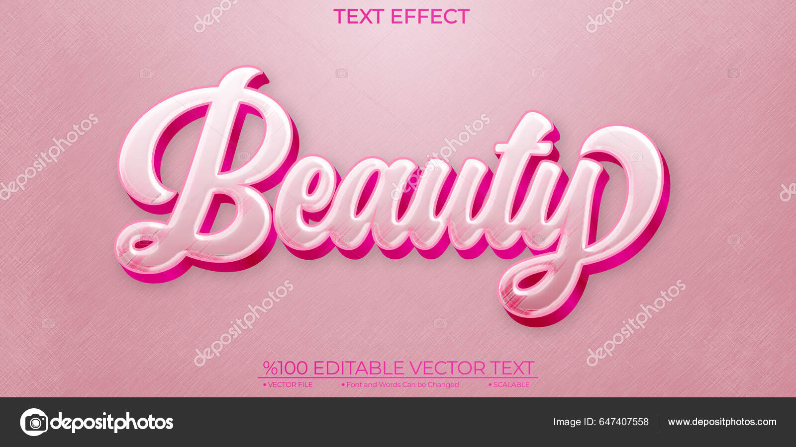 Cute Curly Text Beauty Template Editable Vektor Text Effect Stock ...