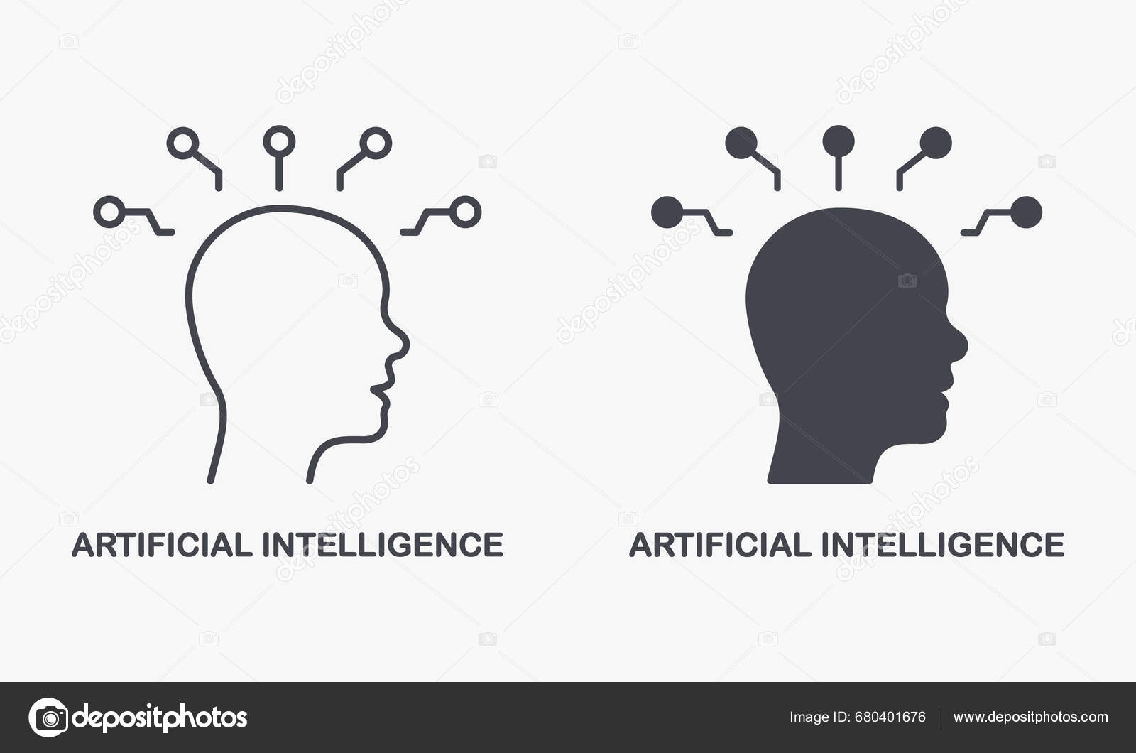 Digital Technology Machine Learning Symbol Collection Artificial ...