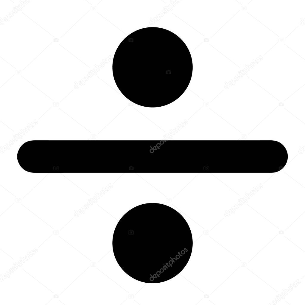 Símbolo división. Signo matemático básico. Icono del botón de la ...