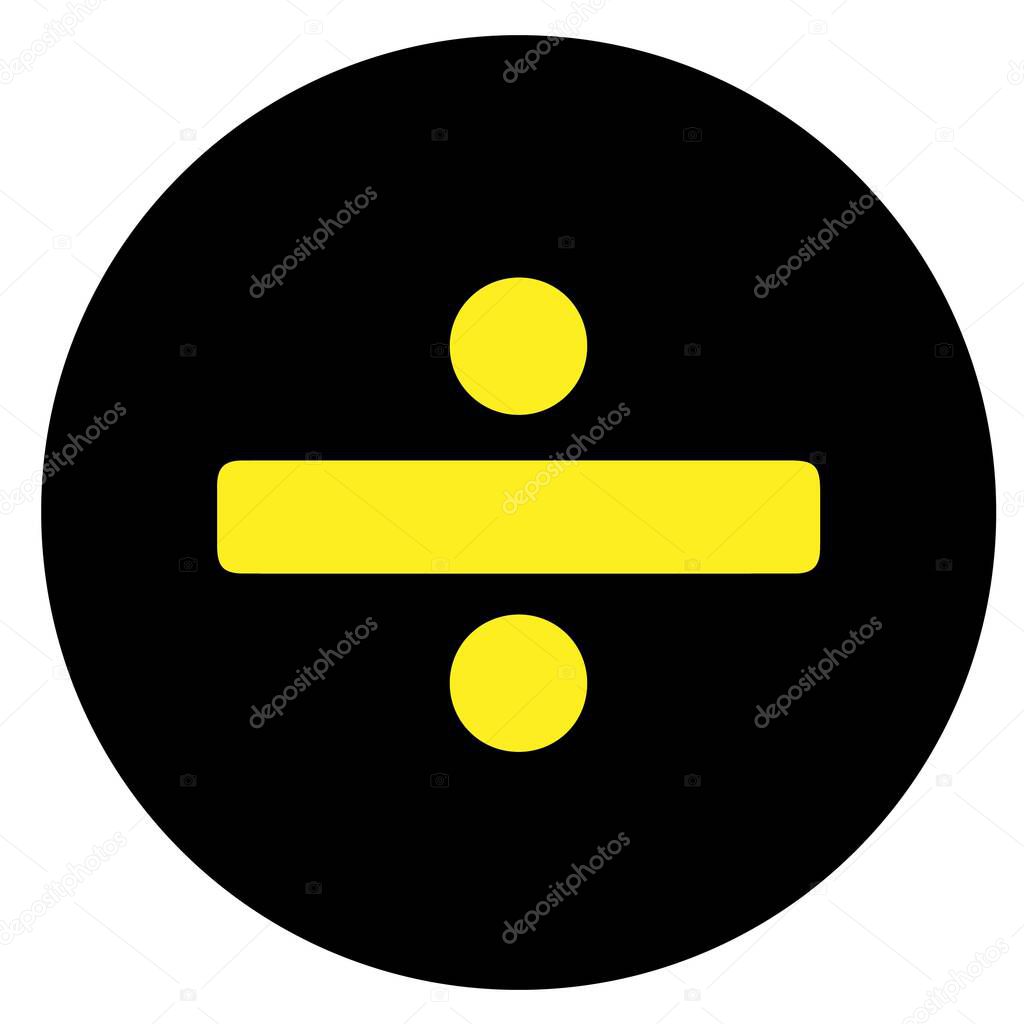 Símbolo división. Signo matemático básico. Icono del botón de la ...