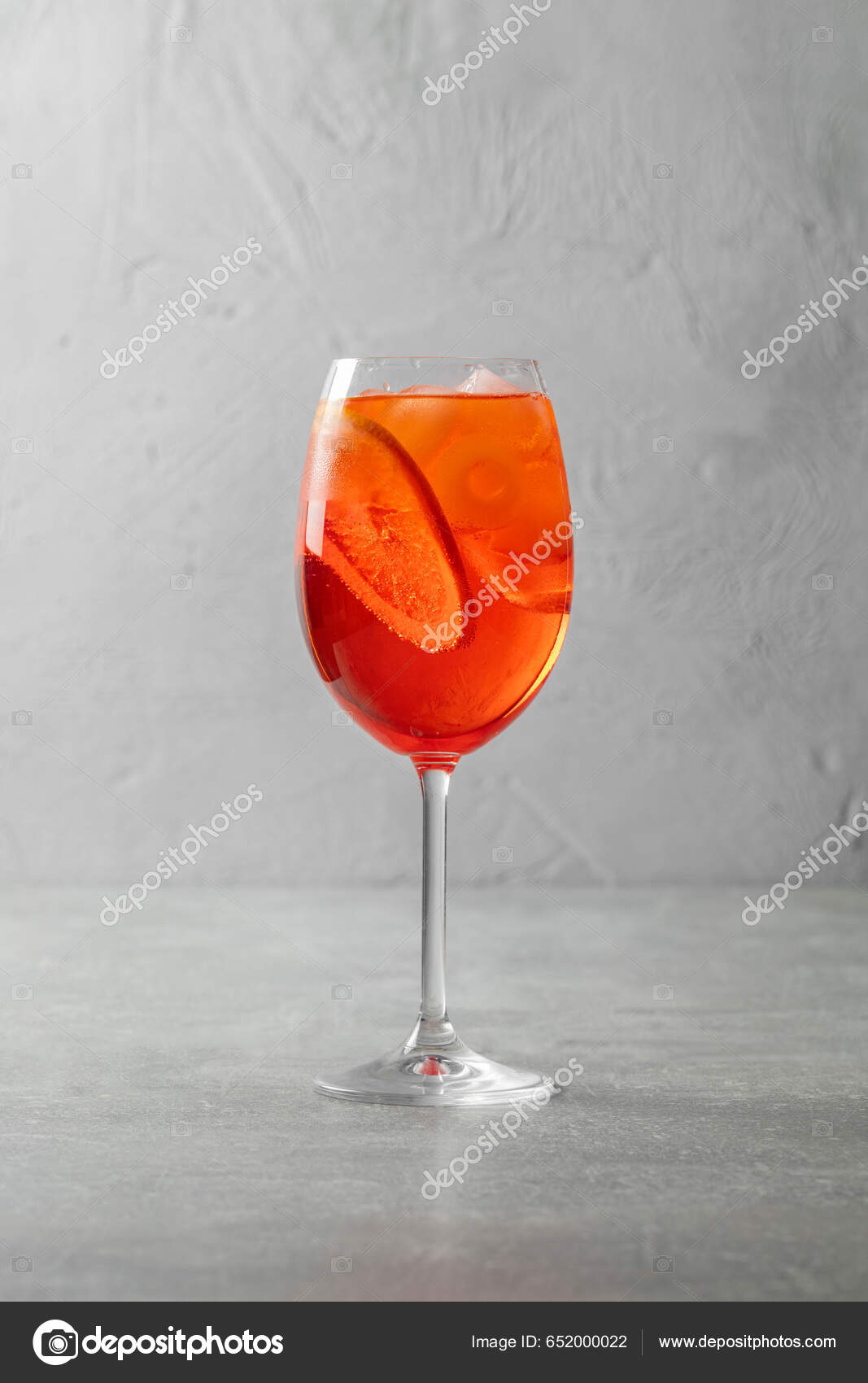 Aperol Spritz Cocktail Orange Slice Pieces Ice Transparent Tall Glass ...