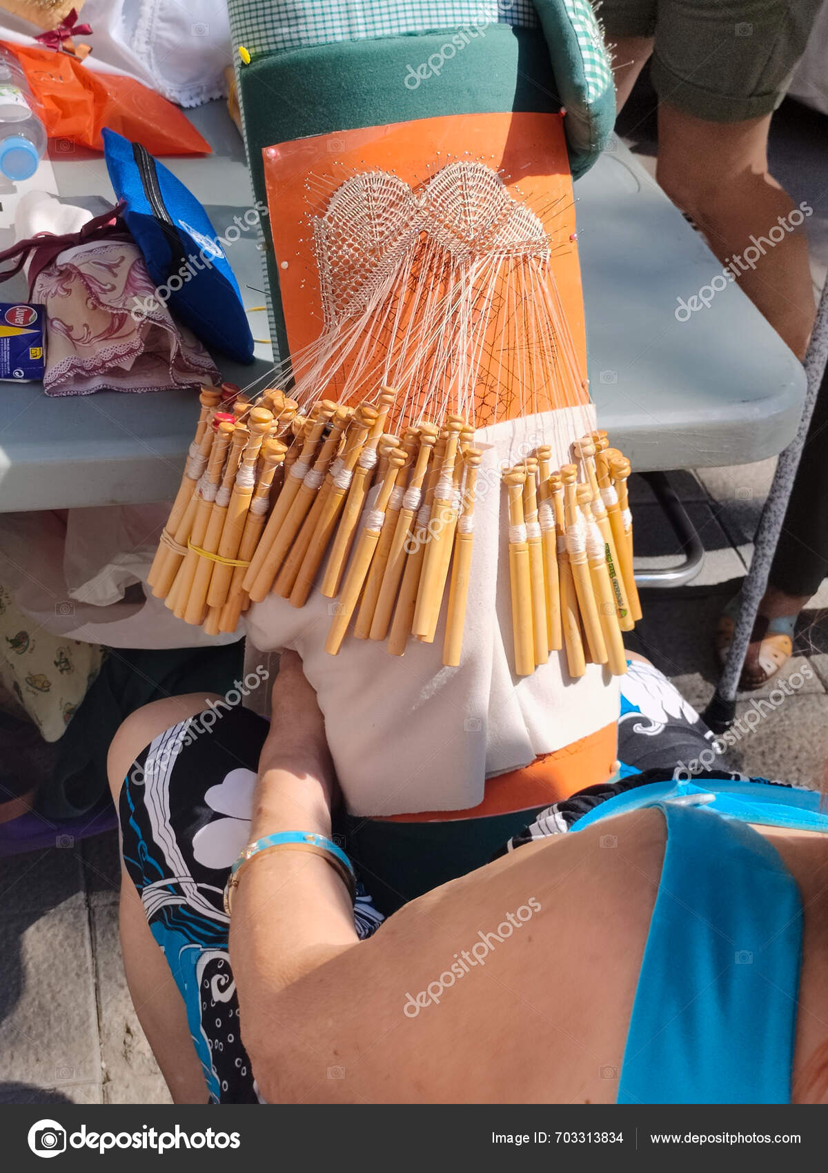 Image Handloom Process Colorful Threads Stretched Artisanal Weaving ...