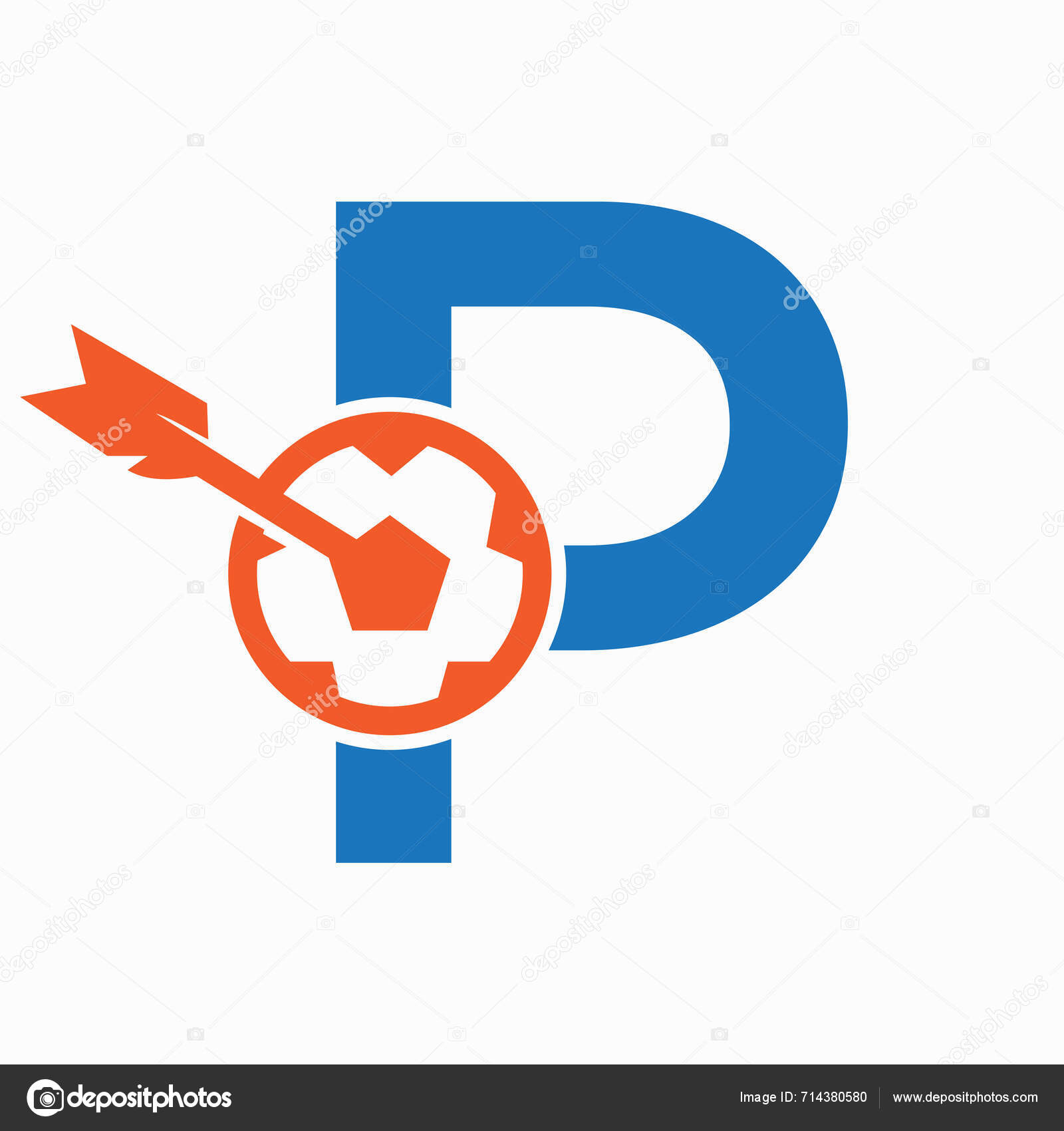 Letter Football Logo Target Arrow Symbol Soccer Sign Stock Vector by ...