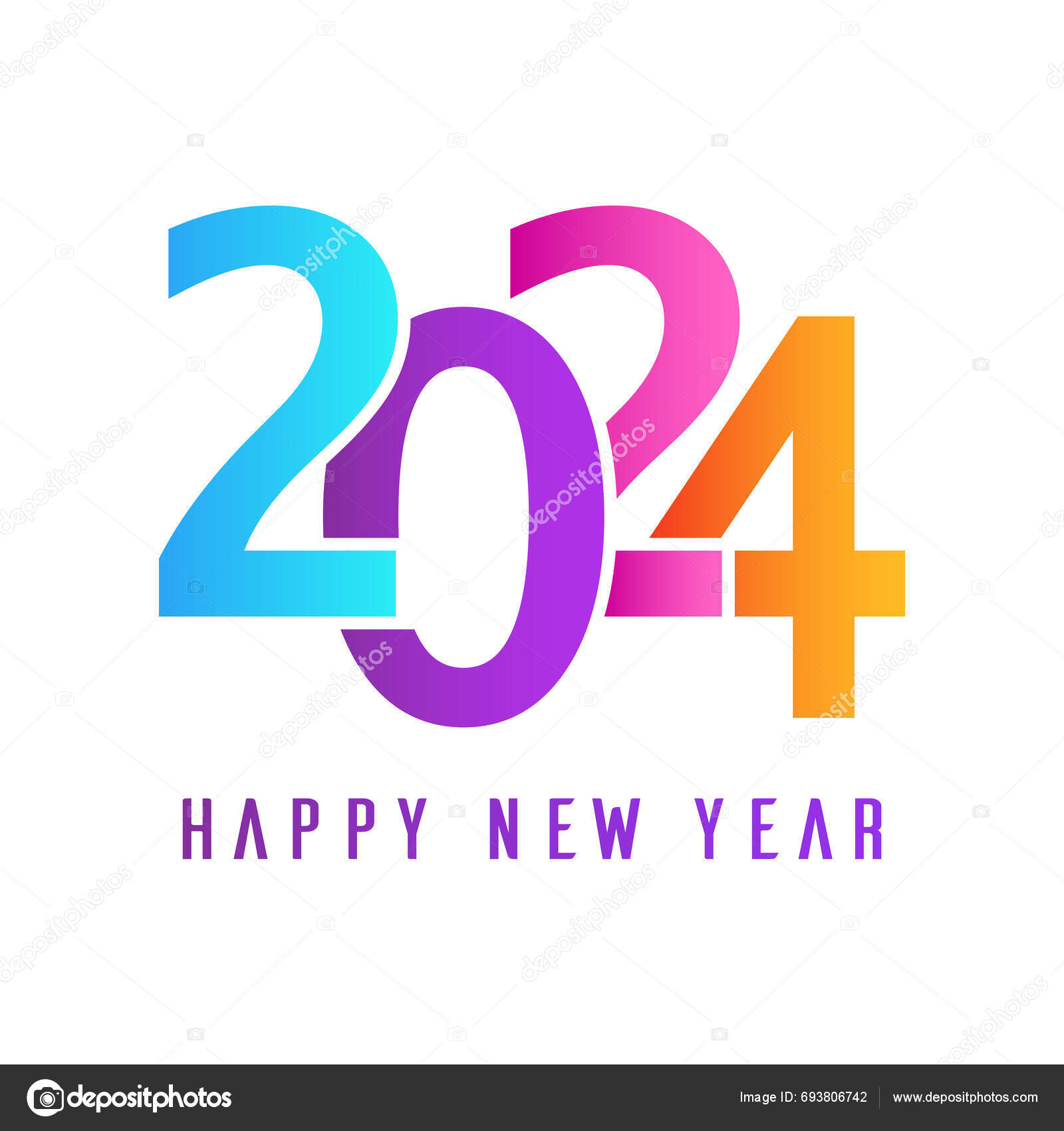 Färgglada Gott Nytt 2024 Snygg Gradient Text Vektor Illustration vektor ...