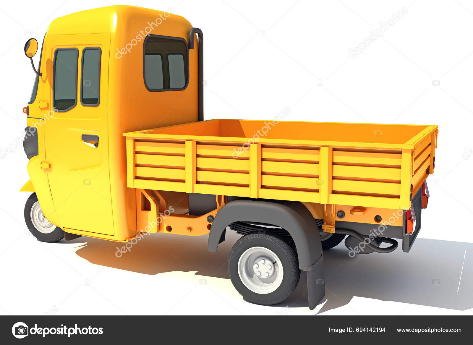 Mini Truck Pick Rickshaw Rendering Model White Background Stock Photo ...