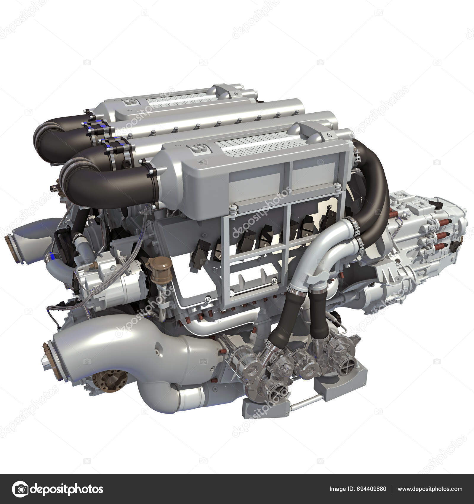V16 Engine Rendering Model White Background — Stock Photo © 3D-Horse ...