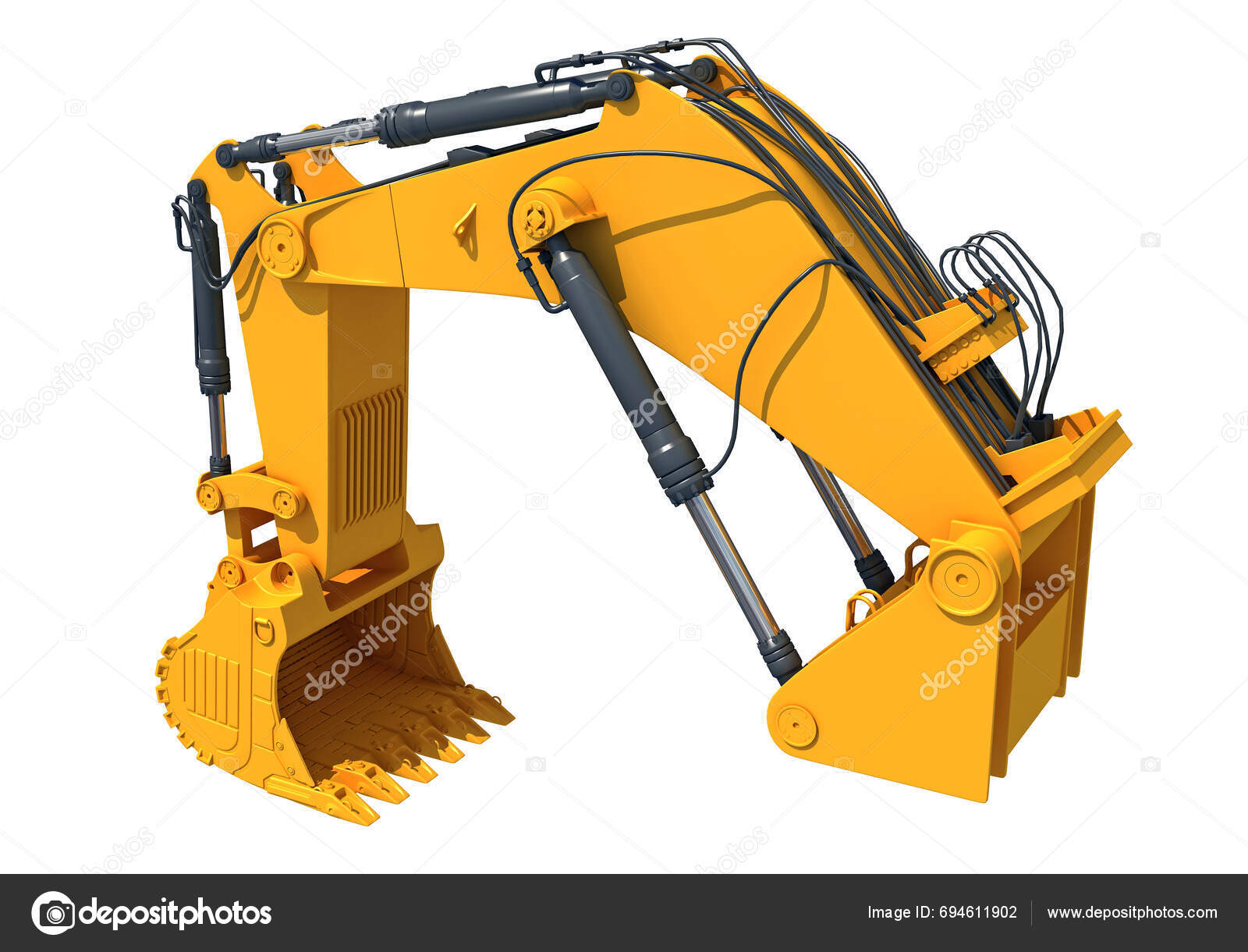 Excavadora Pala Grúa Brazo Modelo Renderizado Sobre Fondo Blanco — Foto ...