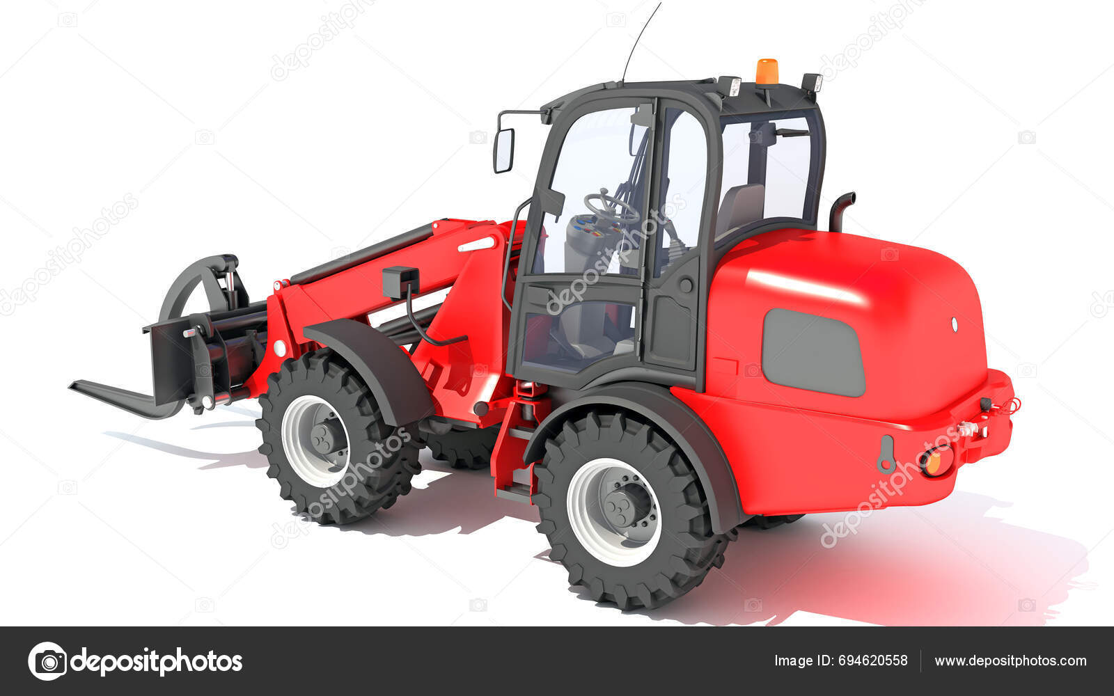 Telehandler Heavy Construction Machinery Rendering Model White ...