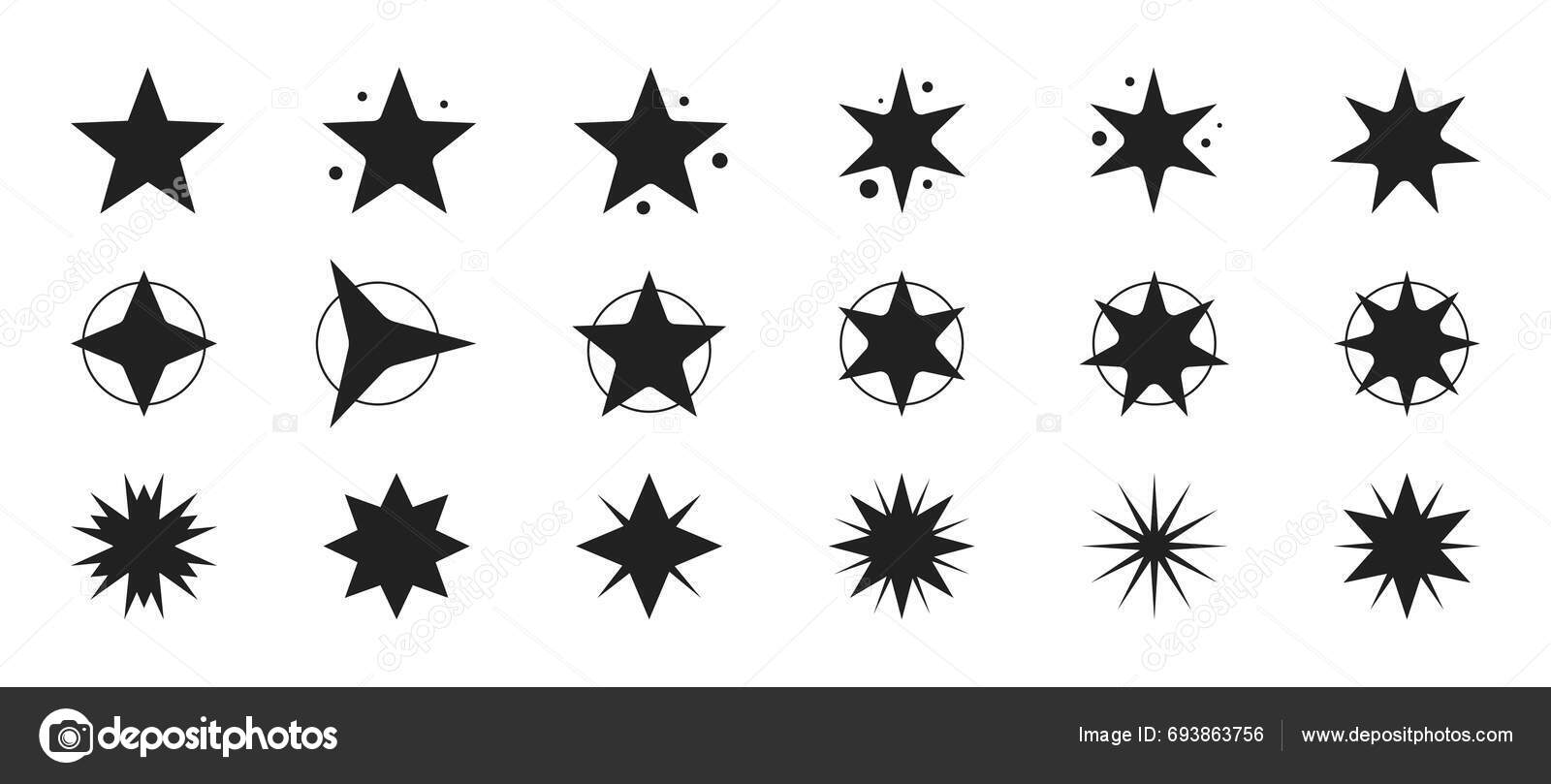 Star Explosion Sticker Set Retro Flat Style Silhouette Design Promotion ...