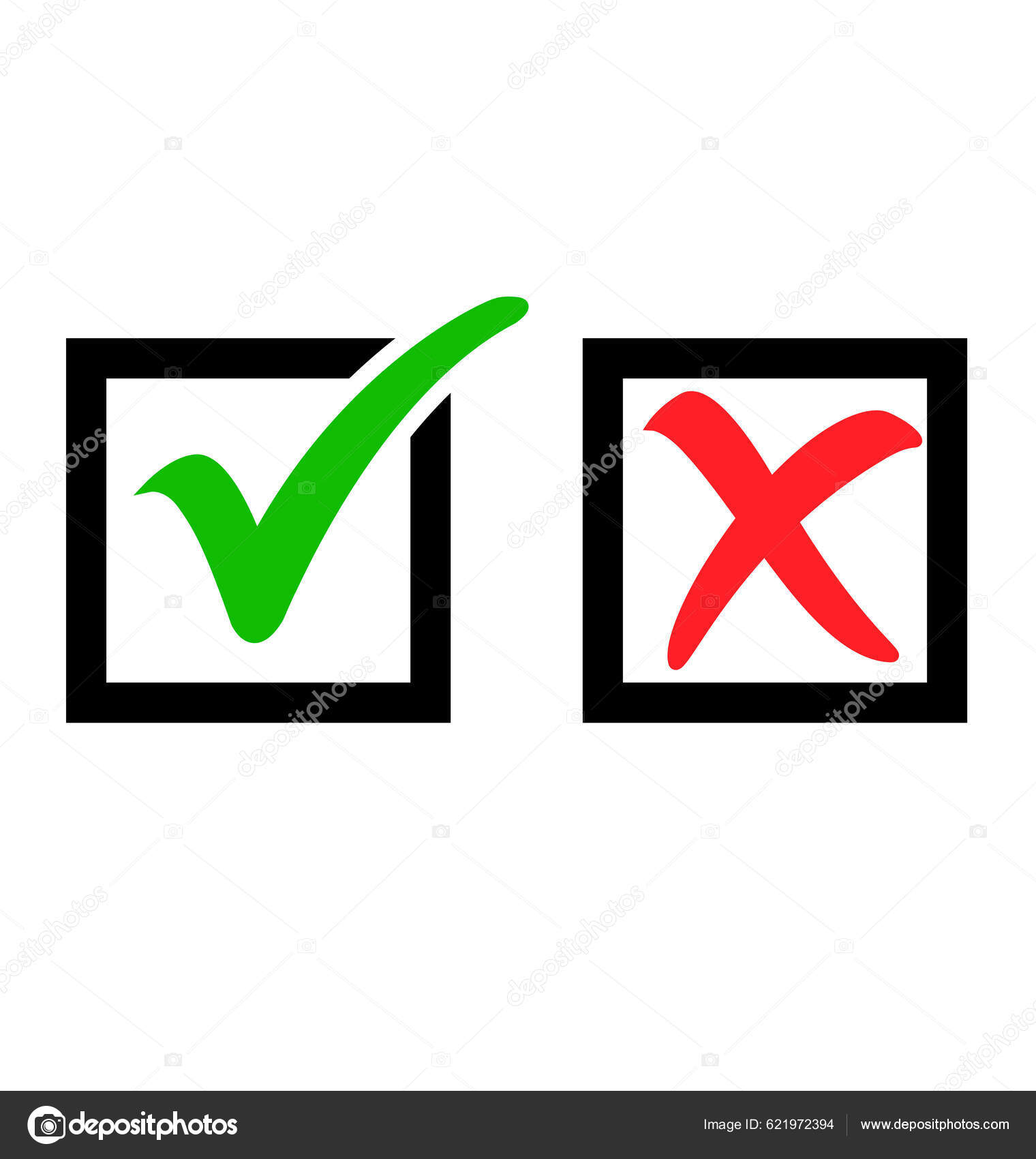 Centang Centang Cek Dan Tanda Silang Dalam Kotak Vektor Stok oleh ...