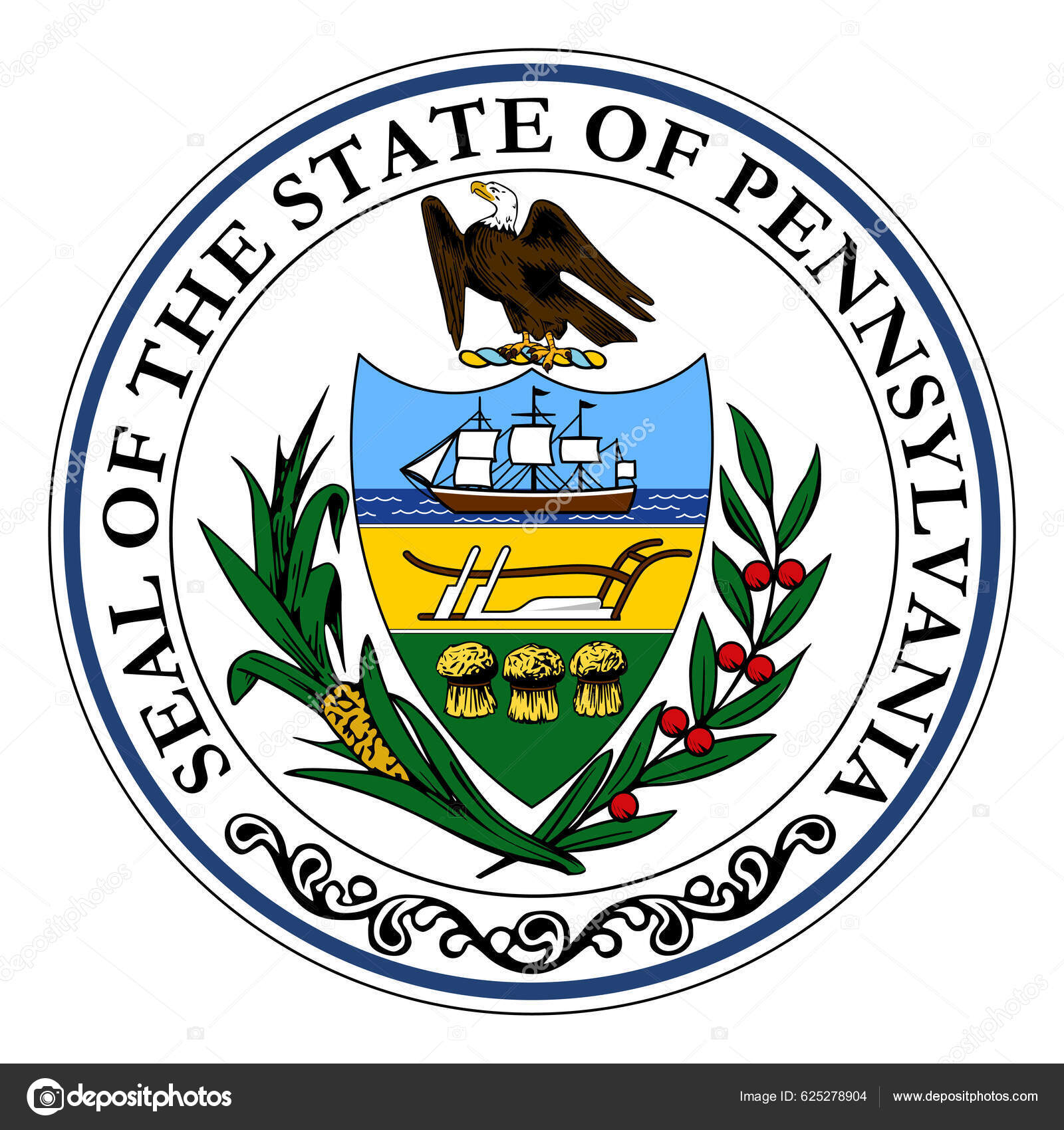 Accurate Correct Pennsylvania State Seal Stock Vector by ©MartyInkTank ...
