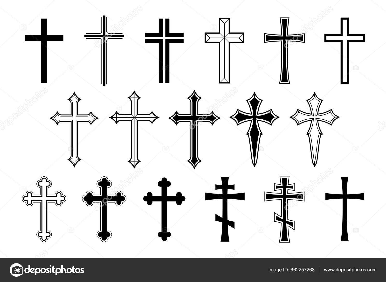 Cruz Cristiana Icono Conjunto Vector de stock #662257268 de ©MartyInkTank