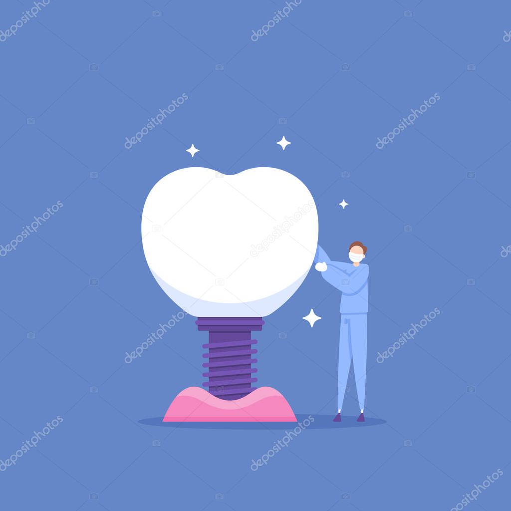 dental implants. the procedure of implanting artificial tooth roots ...