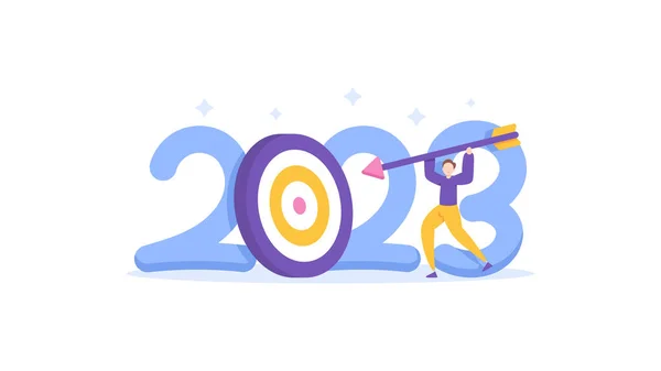 targeting and aiming. business target in 2023. an entrepreneur tries to ...