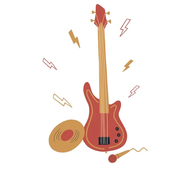 cartoon music note icon and instruments in comic style. - Stock Image ...