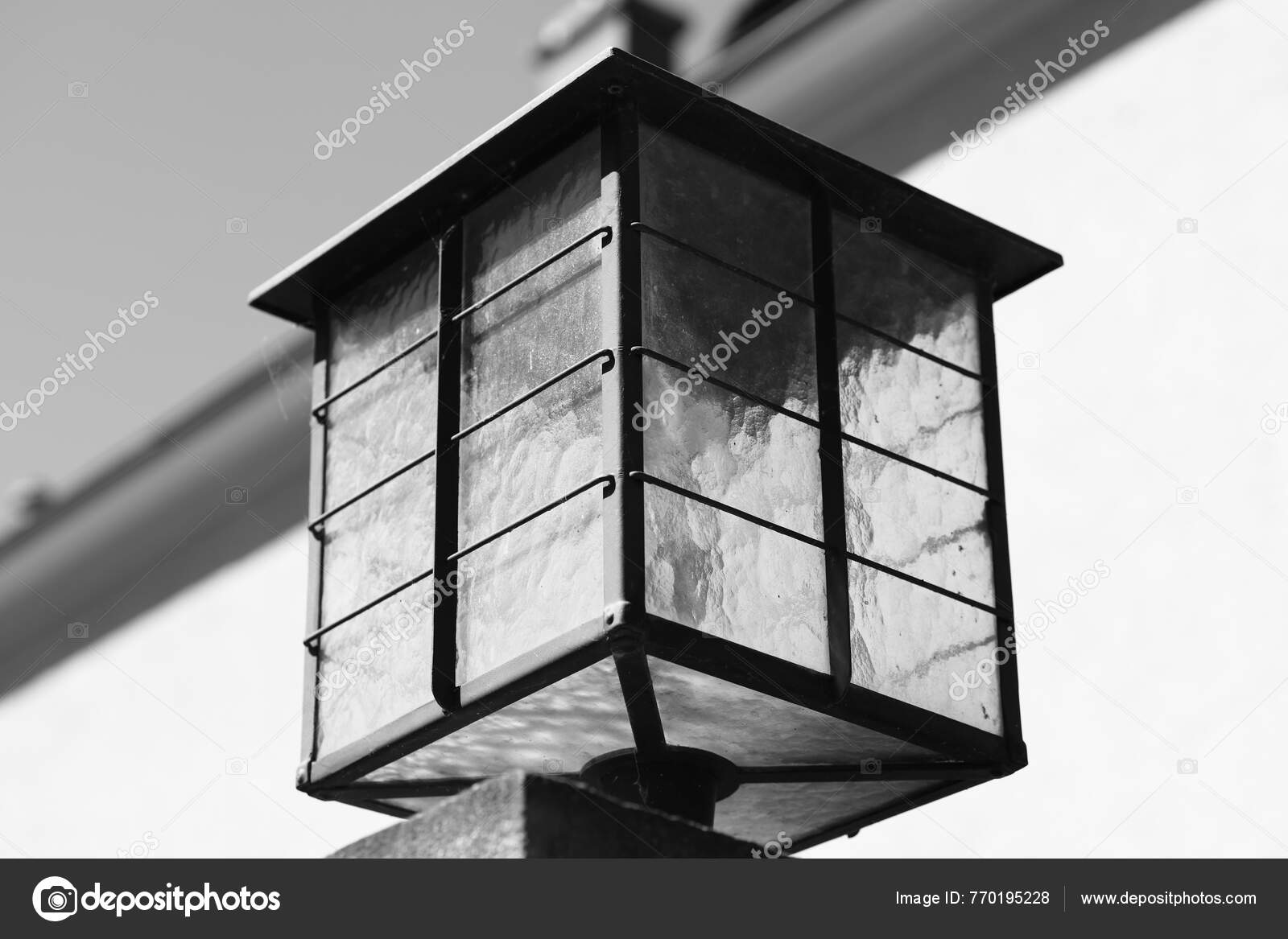Square Street Lamp White Wall — Stock Photo © andsyphoto #770195228