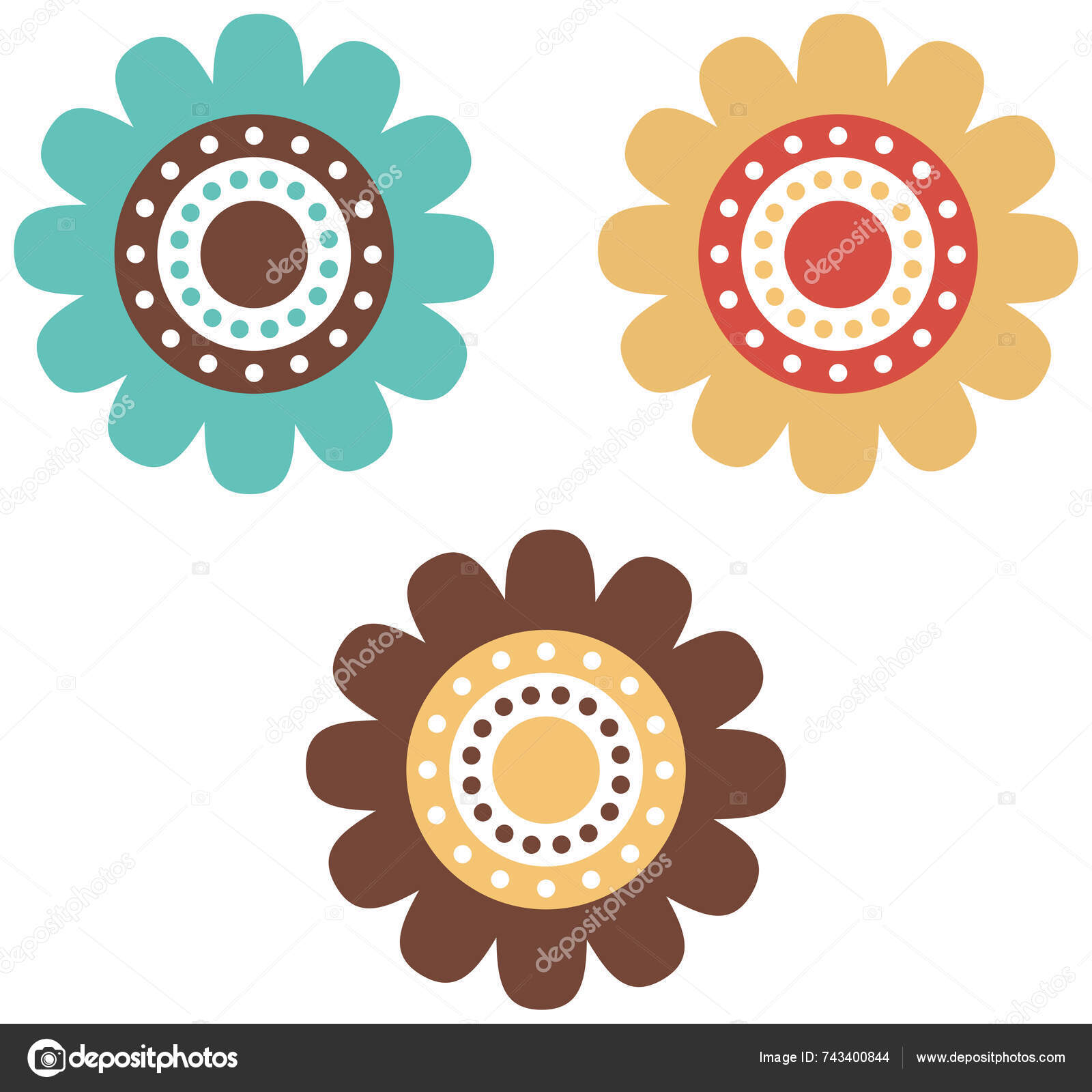 Colorful Dotted Flower Illustrations — Stock Photo ...