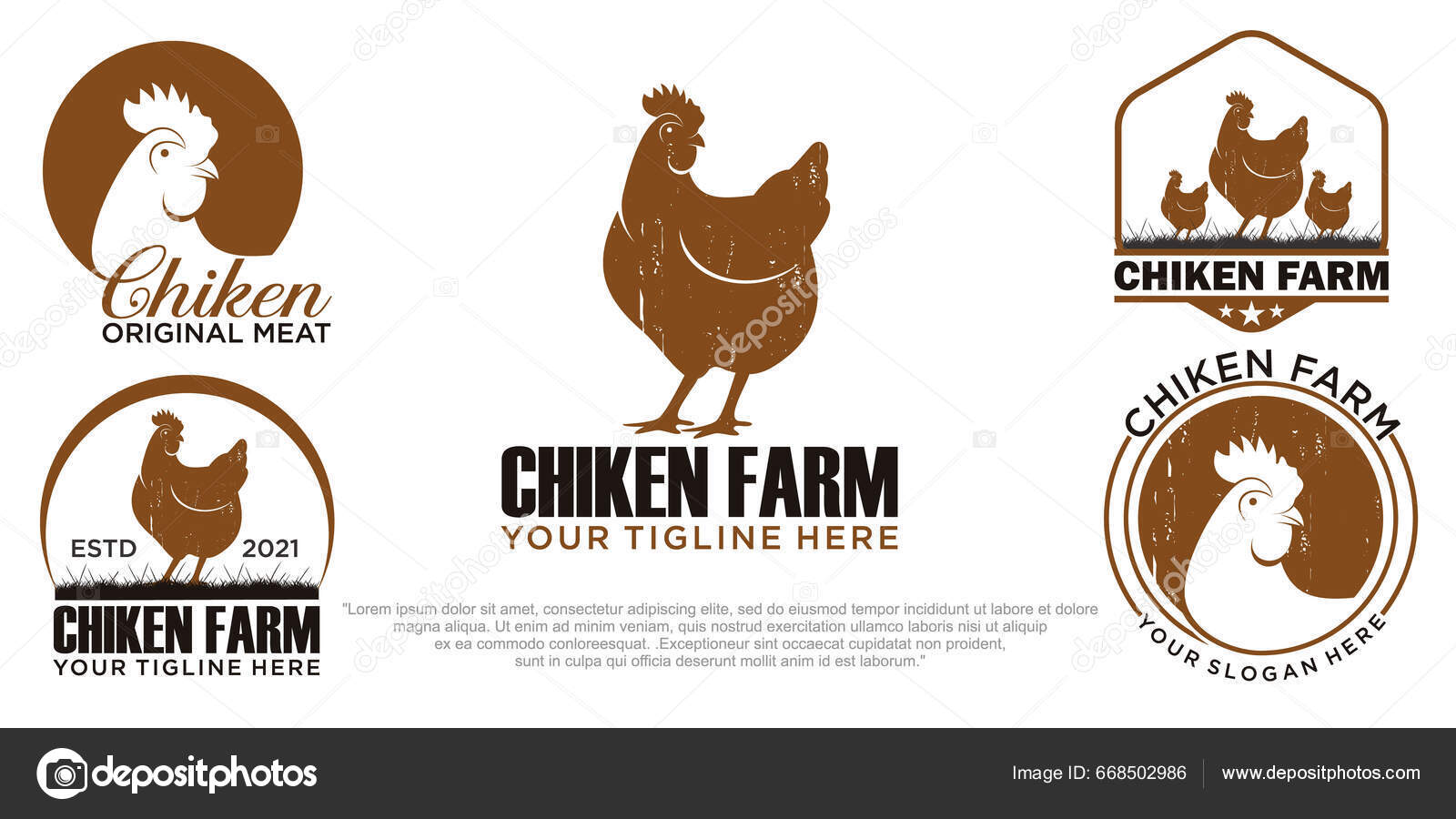 Chicken Logo Gebratenes Huhn Icon Set Logo Vektor Illustration Stock ...