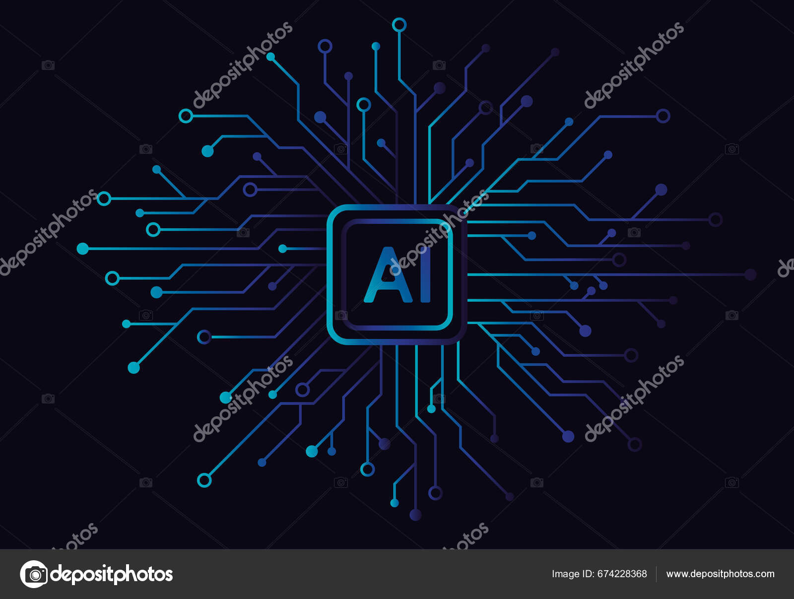 Artificial Intelligence Chipset Circuit Board Futuristic Concept ...