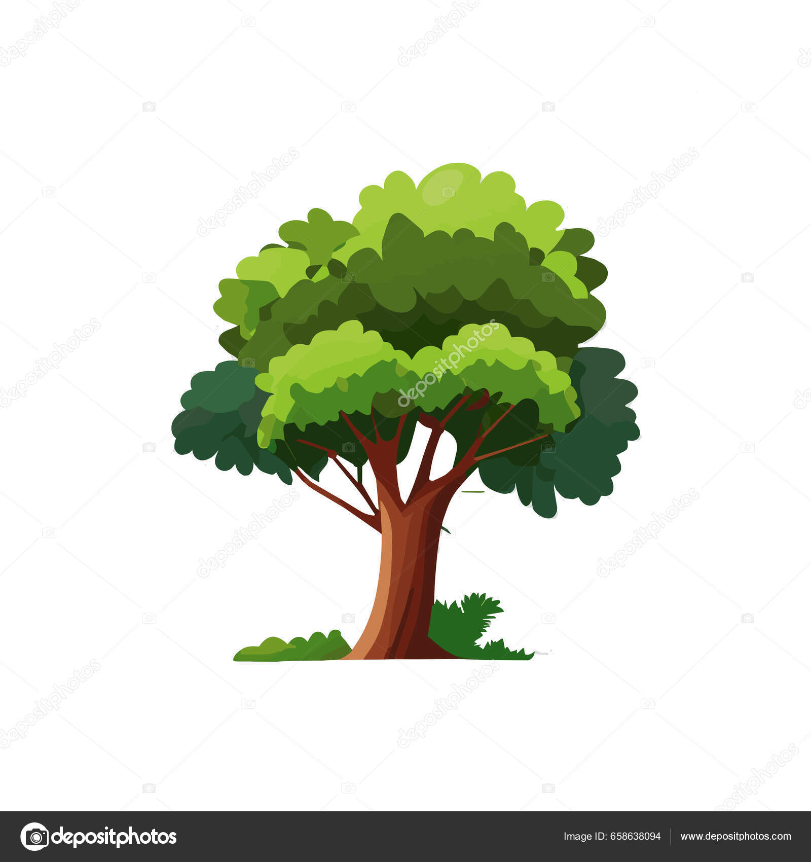 Set Flat Stylized Trees Natural Vector Illustration Side View Stock ...