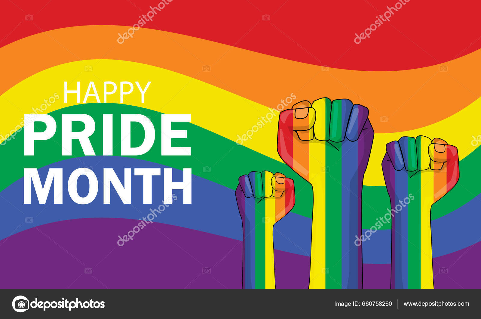 Hand Fight Flag Rainbow Background Happy Pride Month Day Equality Stock ...