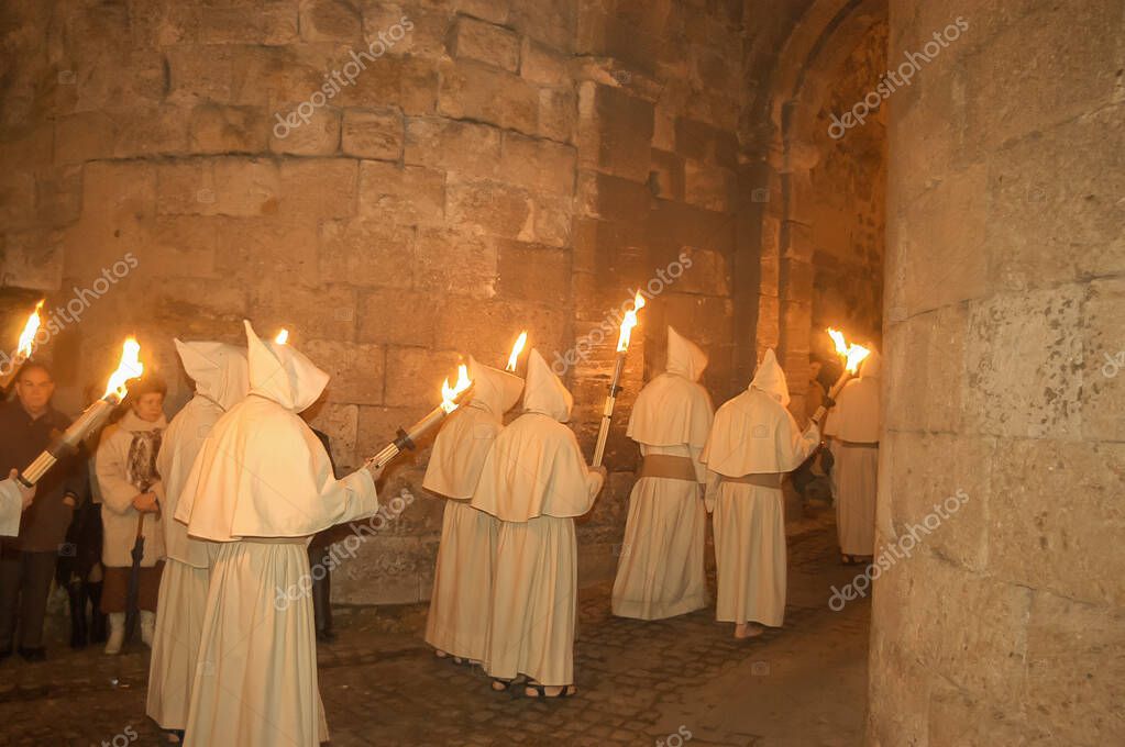 Holy Week procession of Zamora, Spain on the night of Holy Monday of ...