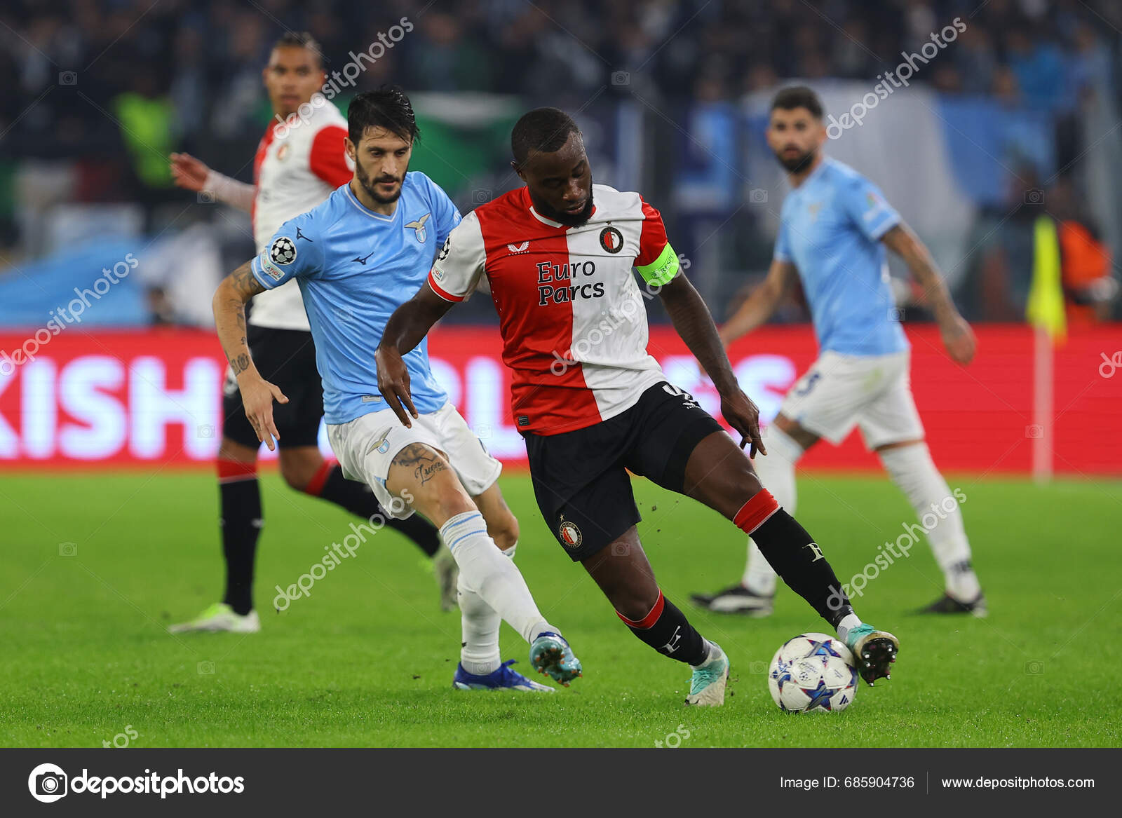 Rome Italy 2023 Luis Alberto Lazio Lutsharel Geertruida Feyenoord Action – Stock Editorial Photo ...