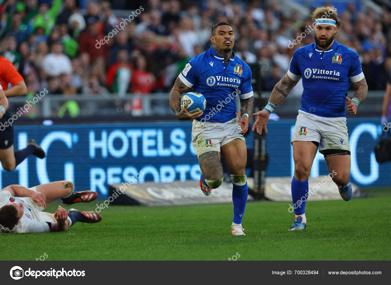 Rome Italy 2024 Monty Ioane Ita Scoring Try Guinness Six — Stock ...