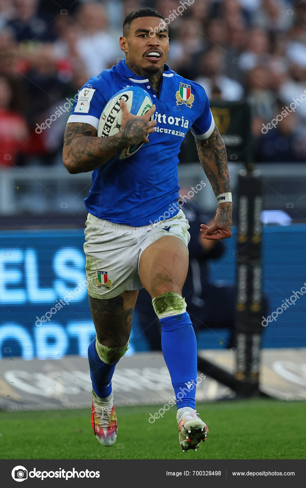 Rome Italy 2024 Monty Ioane Ita Scoring Try Guinness Six — Stock ...