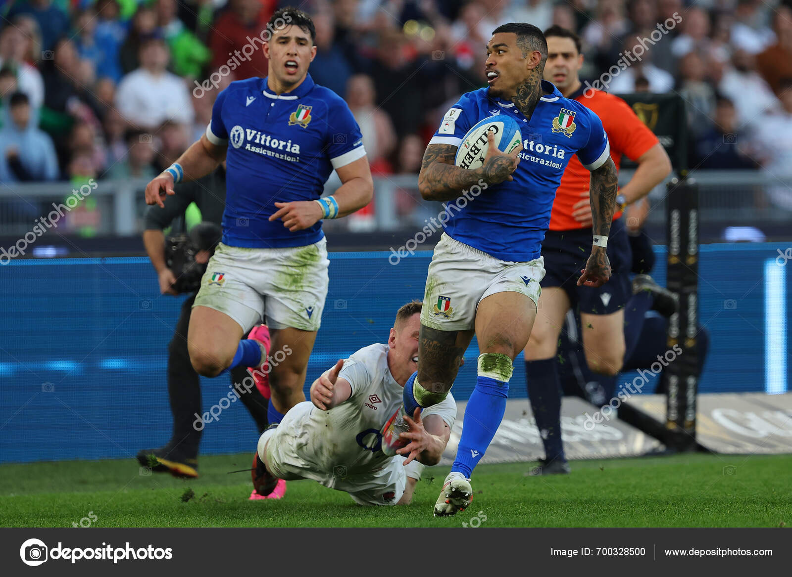 Rome Italy 2024 Monty Ioane Ita Scoring Try Guinness Six — Stock ...