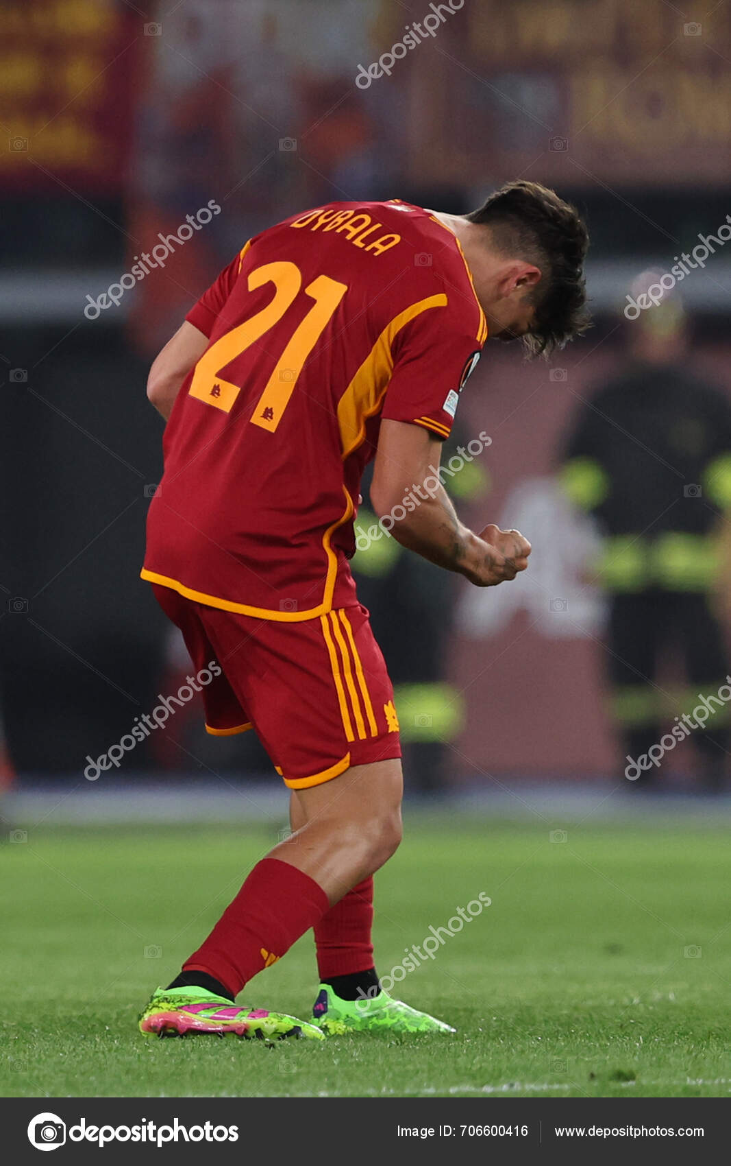 Rome Italy 2024 Paulo Dybala Roma Score Goal Celebrate Team — Stock ...