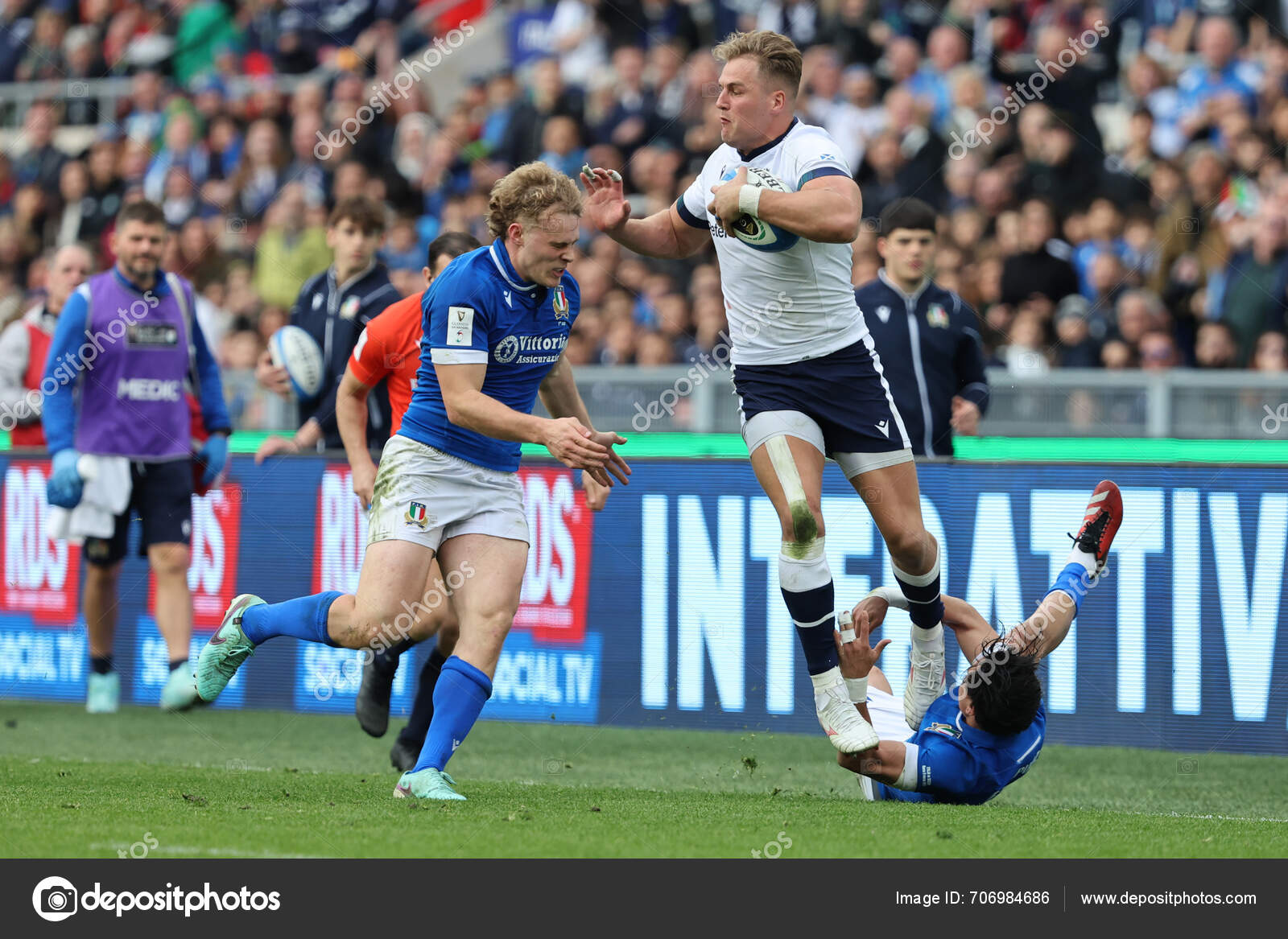 Rome Italy 2024 Duhan Van Der Merwe Scotland Louis Lynagh — Stock ...