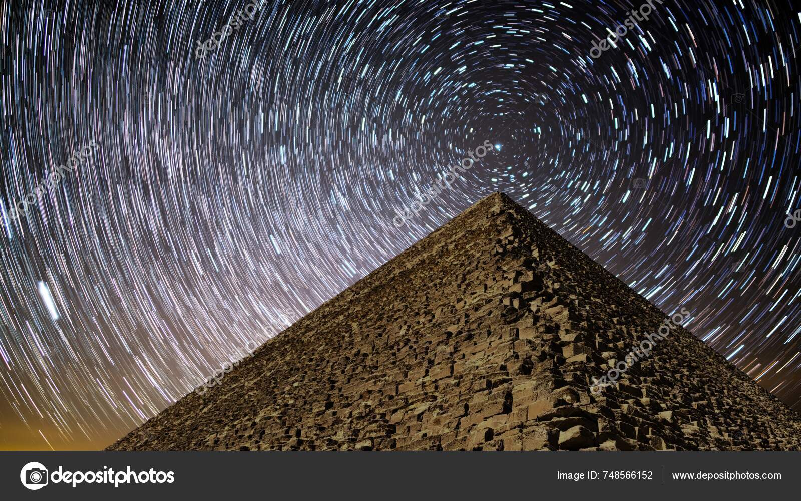 Egypt Great Pyramid Giza Pyramid Khufu Star Trails Polaris — Stock ...