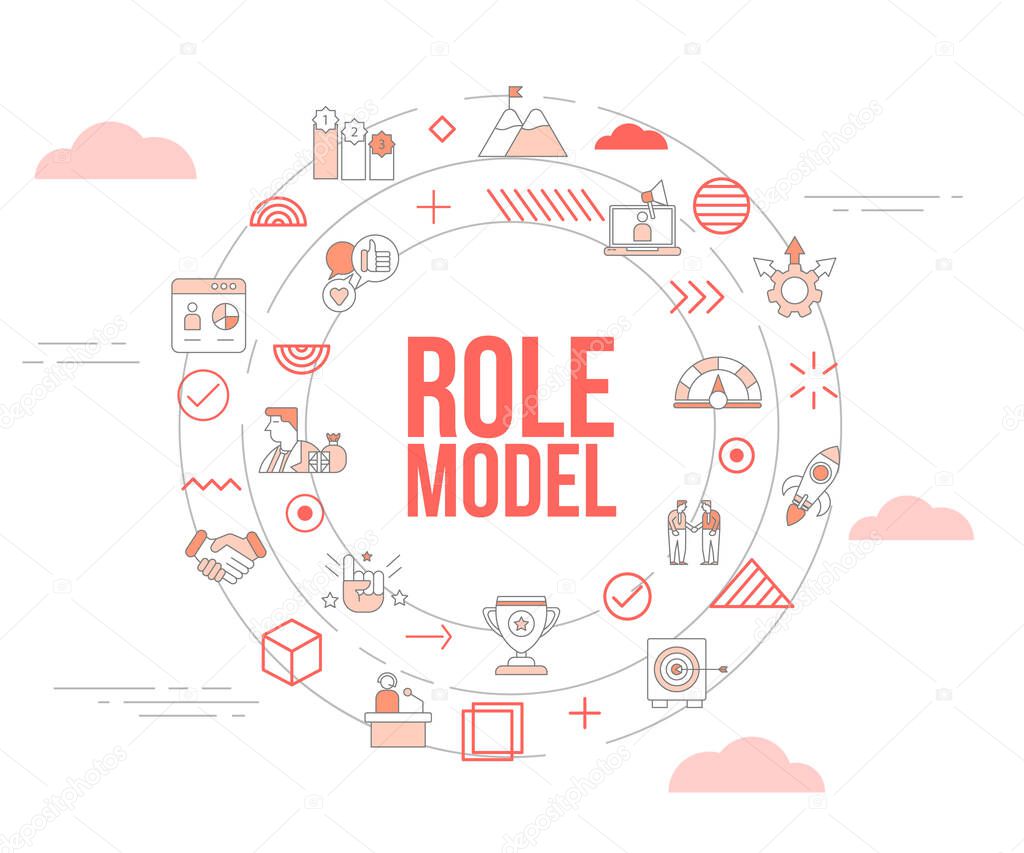 concepto de modelo a seguir con icono conjunto plantilla banner y ...