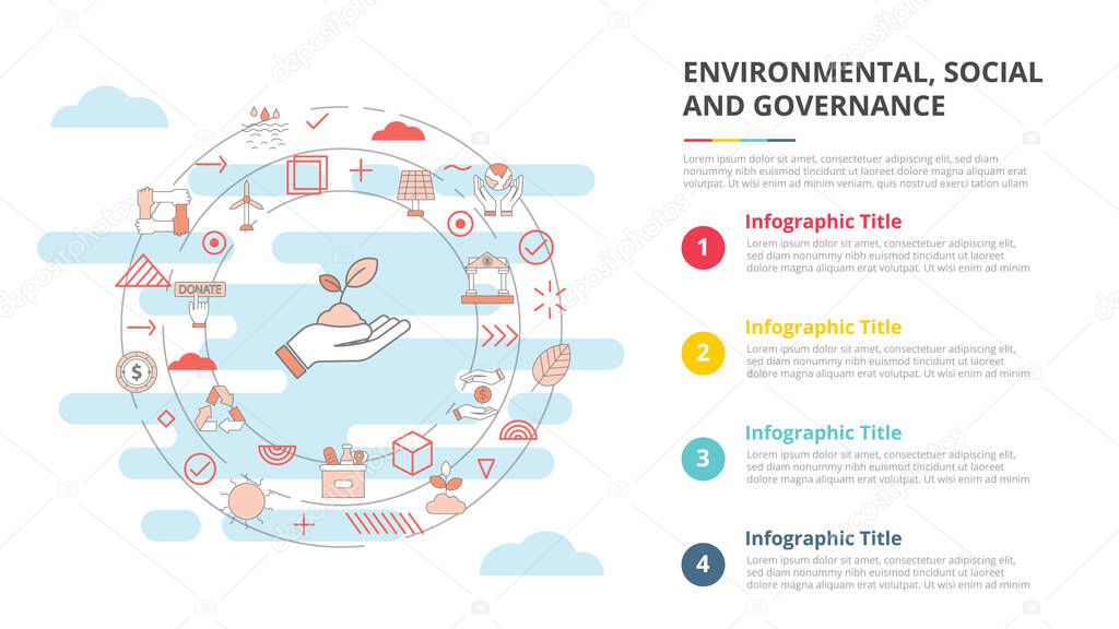 esg environmental social governance concept for infographic template ...