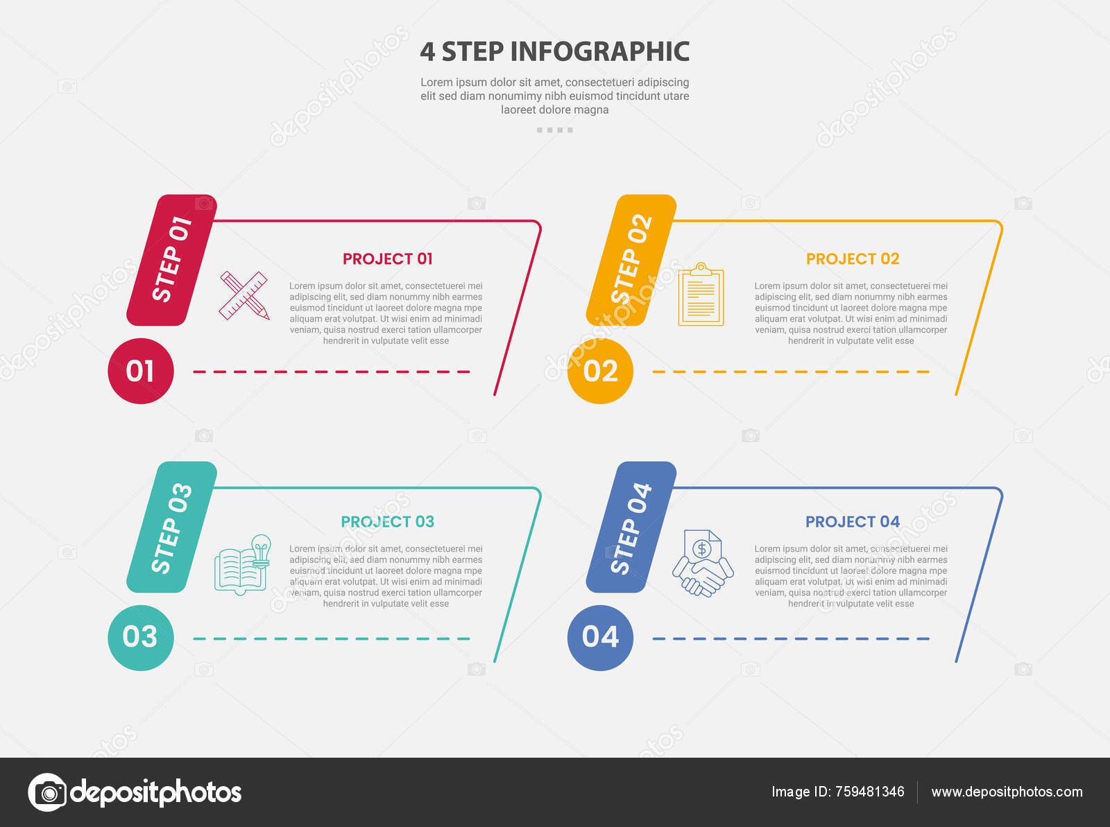 Points Template Infographic Outline Style Point Step Template Skew ...