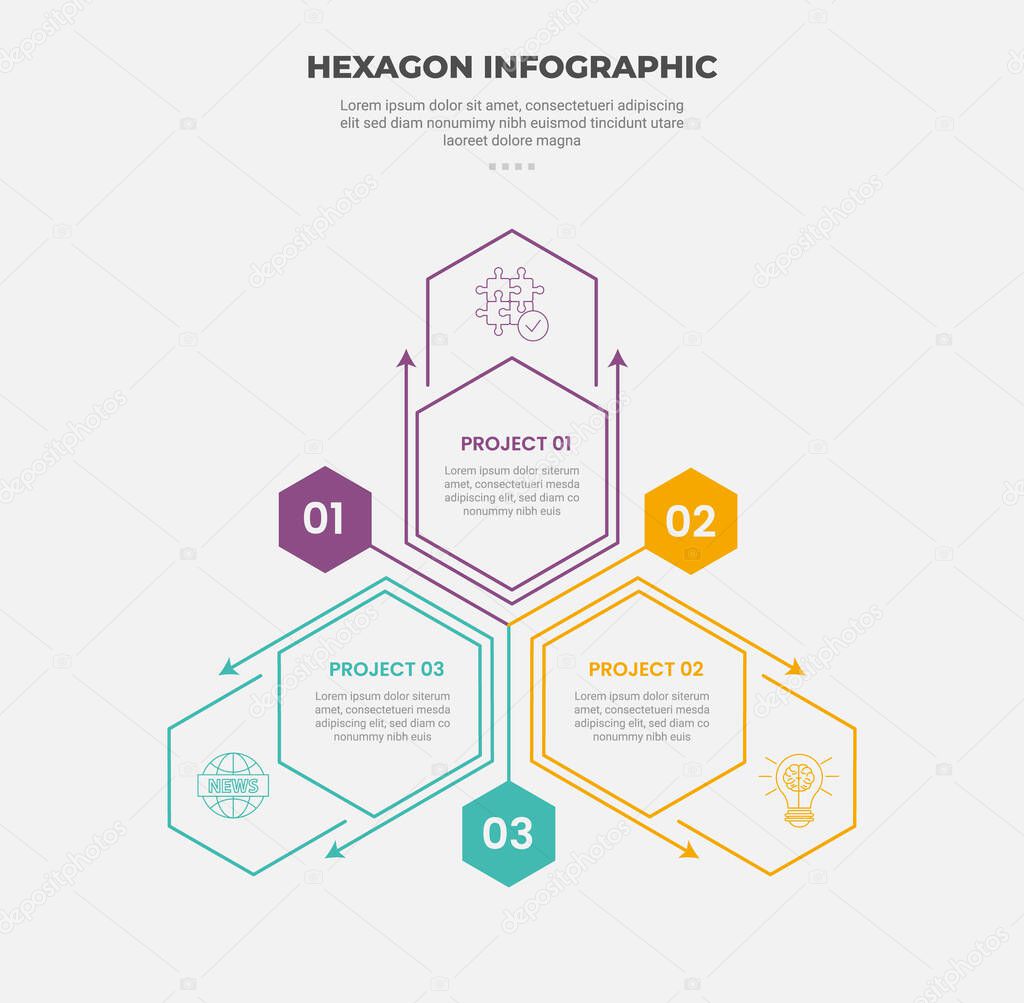 forma de base hexagonal o hexágono estilo de contorno infográfico con ...