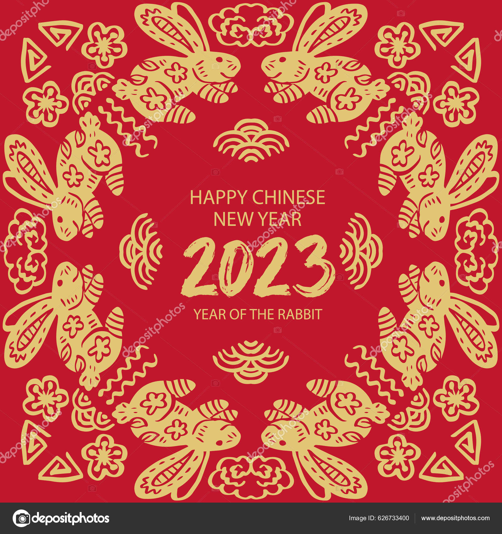 Happy Chinese New Year 2023 Greetings Stock Vector Image by ©Handini #626733400