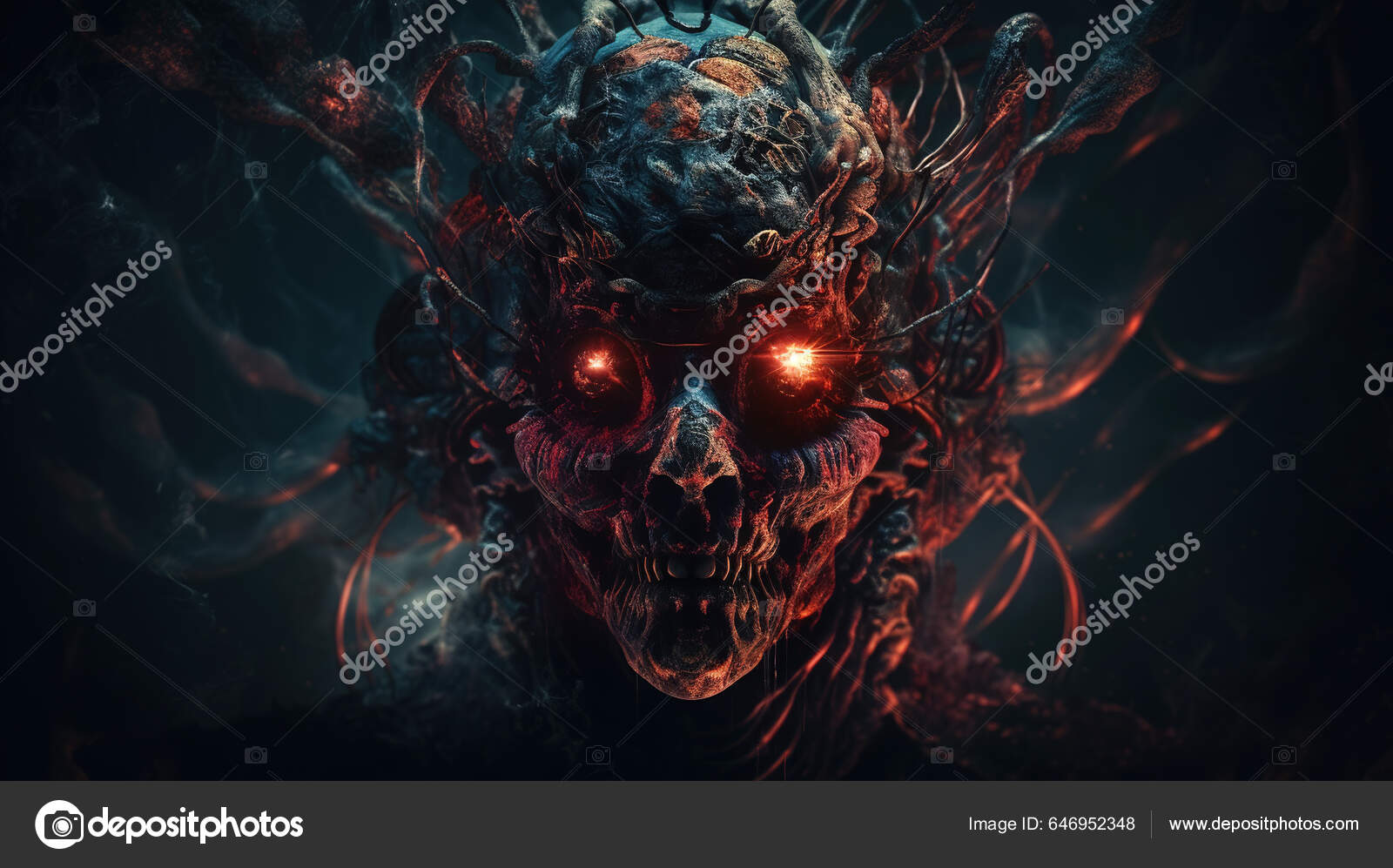 Halloween Background Skull Scary Face — Stock Photo © Aliverz #646952348